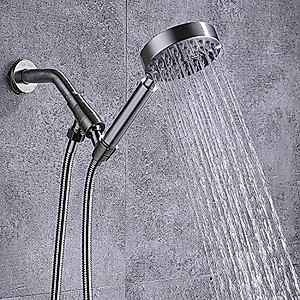 100% Metal Hand Held Shower Head with Hose | Detachable Shower Heads with Handheld Spray | Adjustable Bracket Holder | Extra Long 75" Inch Stainless-Steel Hose | Brushed Nickel