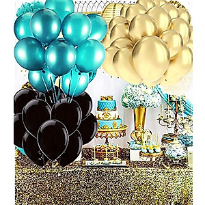 Teal Gold Balloons for Turquoise Gold Black Birthday Decorations for Women/Graduation Decorations 30pcs Teal Gold Balloons Bridal Shower Decorations/Turquoise Gold Black Wedding Decorations