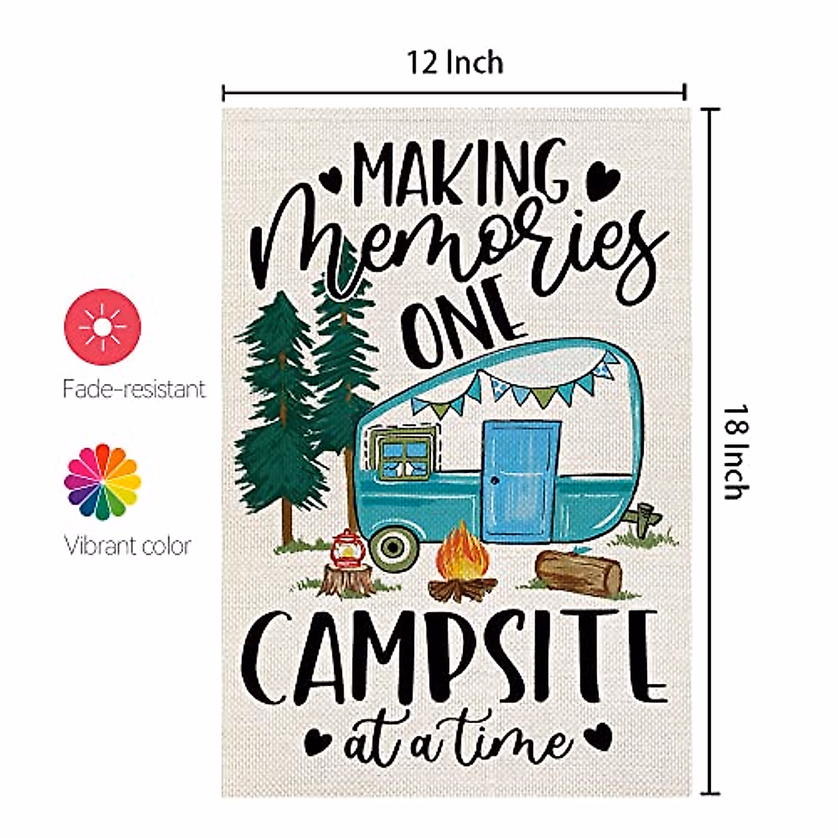 Camping Making Memories Garden Flag 12x18 Inch Double Sided RV Campsite Campfire Outside Party Decoration Yard Décor