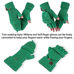 ZASFOU Women Winter Fingerless Gloves Warm Half Finger Knit Gloves and Mittens in Cold Weather