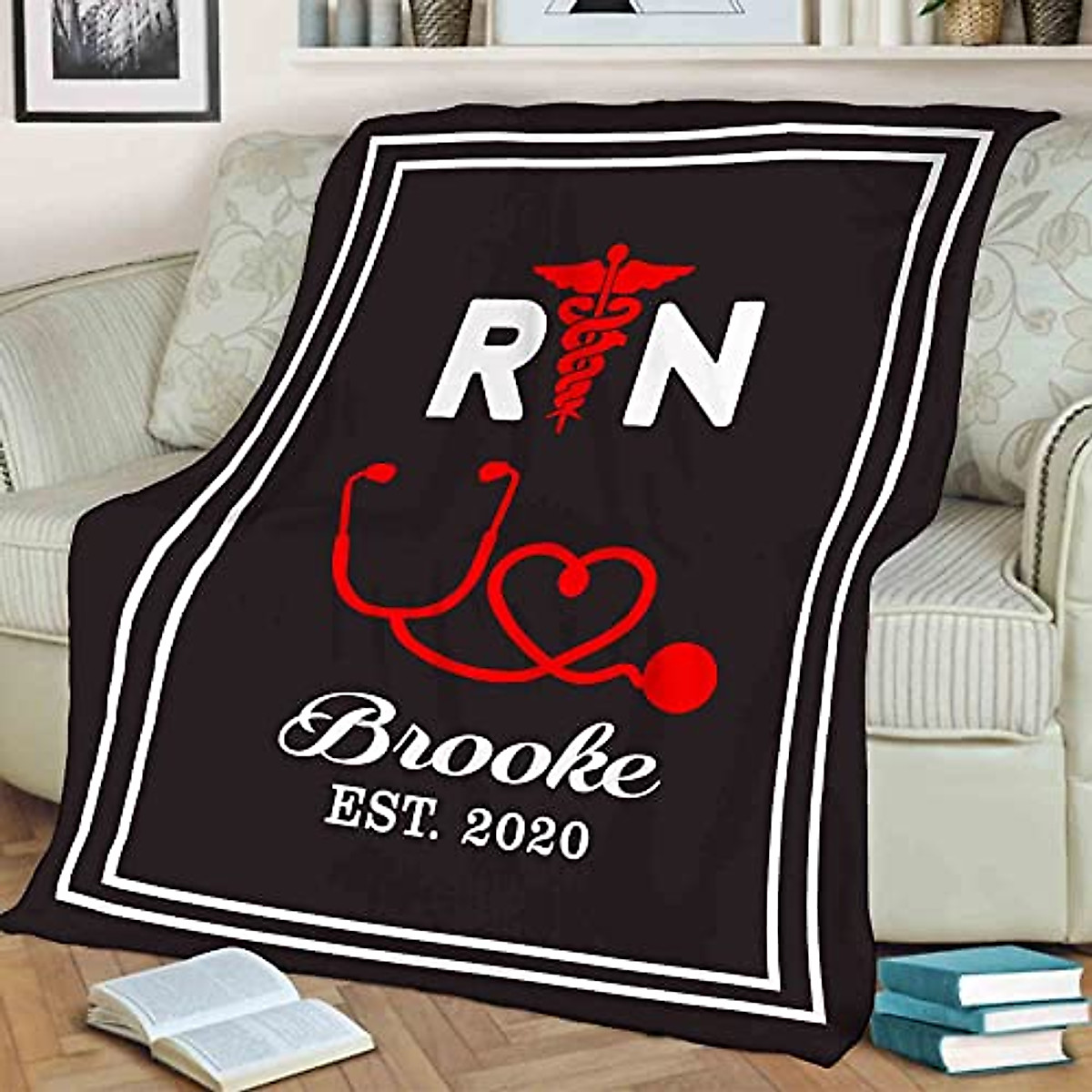 I Am Nurse, Customized Blanket for Nurse with Your Name & EST, Custom Gift for Nurse with Quotes, Birthday, Any Occasion, Fleece Blanket, Personalized Registered Nurse RN Supersoft and Cozy Blanket