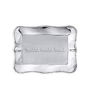 Beatriz Ball Giftables Pearl Rect Engraved Tray- Thankful, Grateful, Blessed