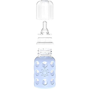 Lifefactory Glass Baby Bottle with Stage 1 Nipple and Protective Silicone Sleeve Blanket 4 Oz