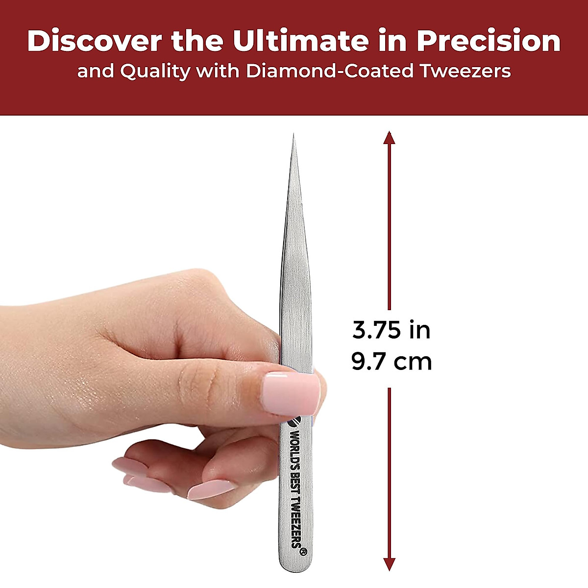 World's Best Tweezers Splinter Out Needle Nose Tweezers - High Precision Fine Point Stainless Steel Tweezers for Ingrown Hair, Ticks, Glass Removal - Diamond Tip Professional Tool for Face & Eyebrows
