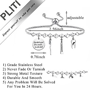 PLITI Dentist Bracelet Dental Hygienist DA DH Graduation Gift She Believed She Could So She Did Bangle for Dental Assistant (she believed tooth bg)