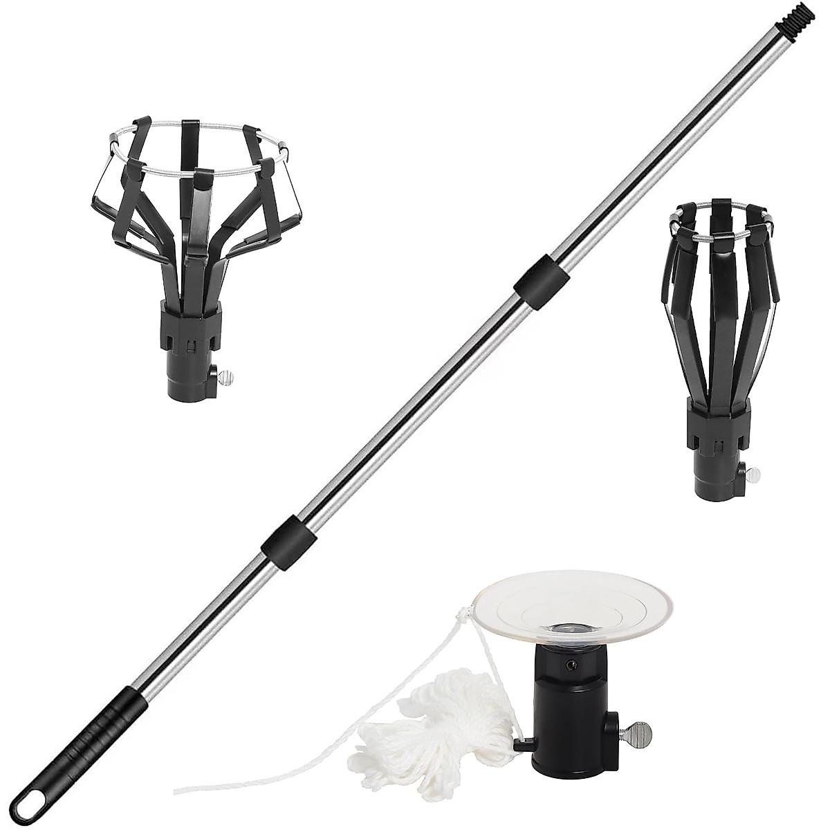 12FT Light Bulb Changer for High Ceilings and Recessed Lights, Light Bulb Pole Changer for High Ceilings, Light Bulb Changer with Baskets and Suction Cup, Light Bulb Removal Tool for Household