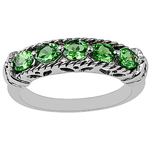 Carillon Stunning Tsavorite Oval Shape 4x3MM Natural Earth Mined Gemstone 925 Sterling Silver Ring Wedding Jewelry for Women & Men