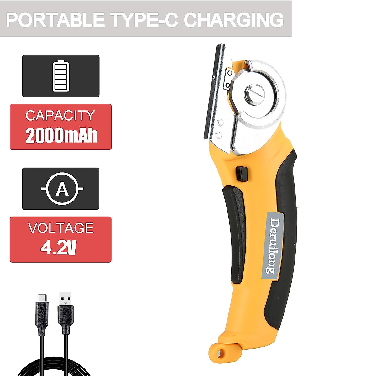 Cordless Electric Scissors,4.2V Cardboard Cutter Multi-Cutting Tools with a Replacement Blade/Charger, Carpet, Cardboard Cutter, Rotary Fabric Cutter with Safety Lock and Storage Box