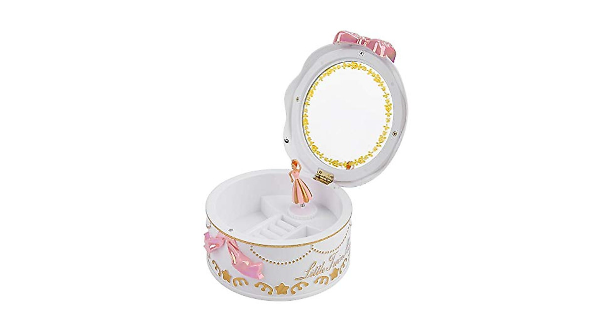 Charming Round Music Box for Girls with Mirror
