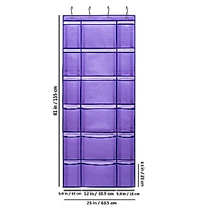 ANIZER Over The Door Hanging Shoe Rack Organizer with 6 Extra Large and 12 Large Fabric Pockets Shoe Holder for Home Storage (PURPLE)