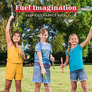 JOYIN 14.6’’ Big Bubble Wands for Kids, 6 PCS Bubble Wand with Refill Solution for Summer Toy Party Favor, Outdoors Activity, Easter Basket Stuffers, Birthday Gift