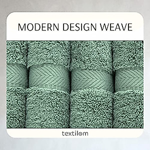 TEXTILOM 100% Turkish Cotton 6 Pcs Bath Towel Set, Luxury Bath Towels for Bathroom, Soft & Absorbent Bathroom Towels Set (2 Bath Towels, 2 Hand Towels, 2 Washcloths)- Green