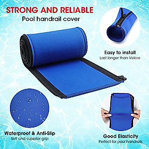 Generic Pool Handrail Cover, 5 Feet, Neoprene, Blue, Textured, Safety Grip Sleeve for Swimming Pools Inground Ladder Hand Rail Railing Grips