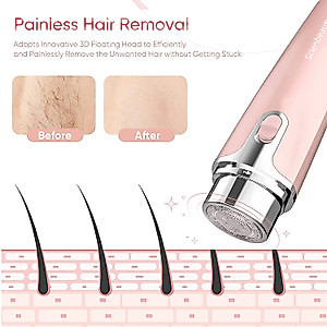 Facial Hair Remover Women, Scienbeauty Painless Electric Facial Hair Trimmer Clipper for Women with Dust Protection Cover, Ladies Electric Shaver for Peach Fuzz, Facial Hair, Lip (Pink)