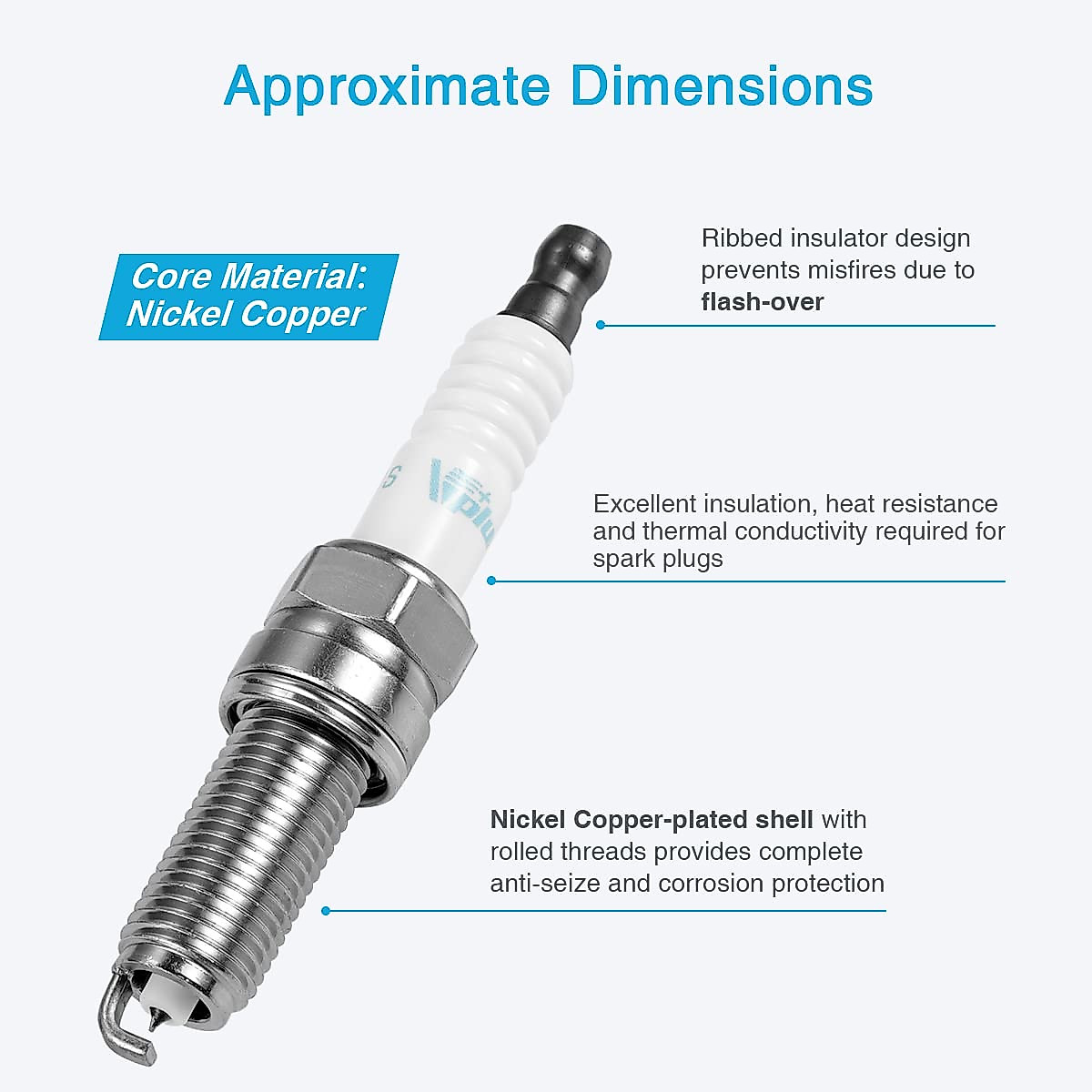Vplus Iridium Spark Plug 4pcs 93175 LKR7DIX-11S Compatible with Hyundai Santa fe Sport 2018, 2012 Kia Soul,2015 Honda Civic Si 1.8L 2.4L 3.0L 3.3L 3.5L 3.6L 3.8L L4 V6 Engine