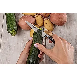 ARCOS Paring Knife 4 Inch Stainless Steel. Kitchen Knife for Peeling Fruits and Vegetables. Ergonomic Polyoxymethylene Handle and 100mm Blade. Series Riviera. Color Black