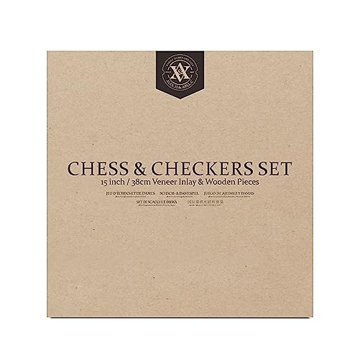 A&A 15 inch Walnut Wooden Chess Sets w/ Storage Drawer / Triple Weighted Chess Pieces - 3.0 inch King Height/ Walnut Box w/Walnut & Maple Inlay / 2 Extra Queen / Classic 2 in 1 Board Games
