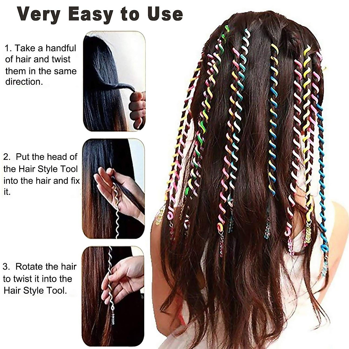 18 Pcs Hair Styling Twister Clip for Girl Women,ZXK CO Braided Rubber Hair Band Twist Barrette Spiral Spin Hair Tool Accessories Elastic Hair Rope Cute Hairband