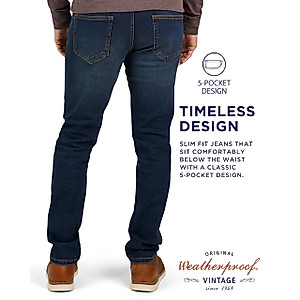 Weatherproof Vintage Men's Jeans | Super-Soft Denim Jeans | Stretch Jeans for Men | Blue & Black Jeans for Men | Slim Fit Jeans | Dark Blue Jeans for Men | Size 30W x 34L