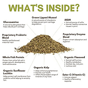 Wholistic Pet Organics - Dog Joint Supplement: Joint Mobility with Green Lipped Mussel - 1 Lb - Dogs Hip and Joint Support Supplement - Glucosamine Chondroitin for Dogs with MSM, Vitamins & Minerals