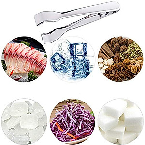 TOONEV Stainless Steel Ice Tongs with Sawteeth for Ice Bucket Ice Sugar Cubes Coffee Bar Food Serving (2pcs)