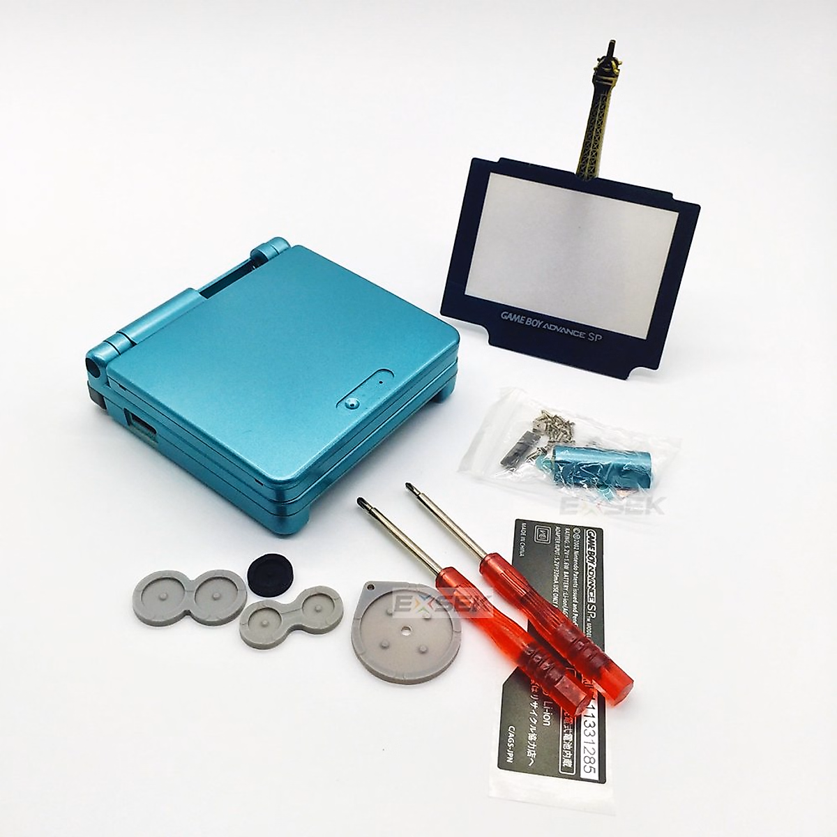 EXSEK Replacement Housing Shell Pack Compatible with Gameboy Advance SP (Turquoise)