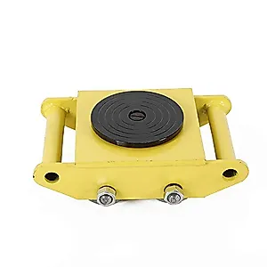 Heavy Duty Machine Dolly Skate Machinery Roller Mover Cargo Trolley 6 Ton 13200lb, w/Steel Rollers Cap 360 Degree Rotation (Yellow)