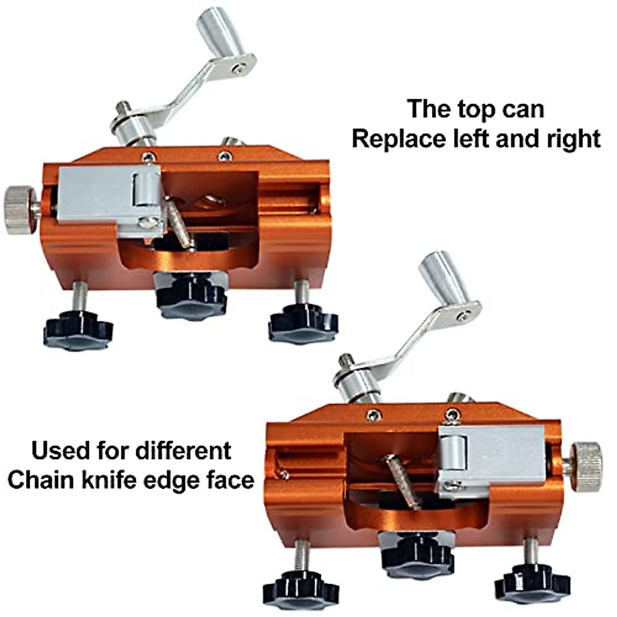Firlar Chainsaw Sharpener Kit, Chainsaw Chain Sharpening Jig, Hand Crank Chainsaw Blade Sharpener, Portable Chainsaw Sharpening Tool for Chain, Lumberjack, Garden Worker, 3 Grinding Head