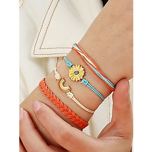 Long tiantian Boho Bracelets for Women Sunflower String Bracelets Ankle Bracelets for Women