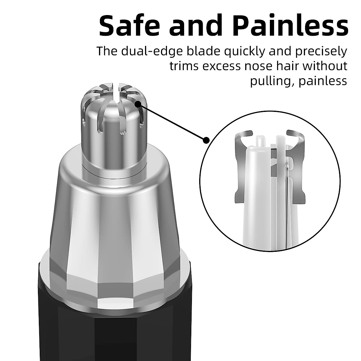 Acorel Nose Hair Trimmer, Professional Painless Battery-Operated Ear and Nose Trimmer Clipper for Man Woman, Portable Pen-Shaped Dual Edge Blades Trimming Tool Easy Cleaning, Black