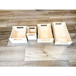 Bush Acres DANI- Montessori Storage Bins Set of 4 - Wooden Storage Boxes - Unfinished wood crate containers for organizing and storing