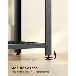 VASAGLE Modern TV Stand for TVs up to 75 Inches, 3-Tier Entertainment Center, Industrial TV Console Table with Open Storage Shelves, for Living Room, Bedroom, Black with Wood Grain ULTV098B22