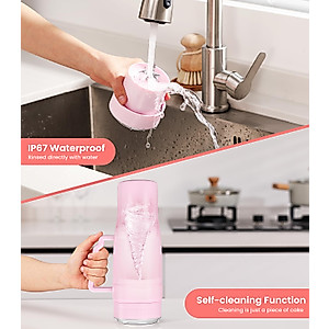 Portable Blender,MoKo 300W Portable Blender for Shakes and Smoothies,22 oz Personal Blender,Smoothie Blender with 6 Blades,BPA Free,USB Rechargeable,Handle and Straw Lid, Blender for Anywhere, Pink