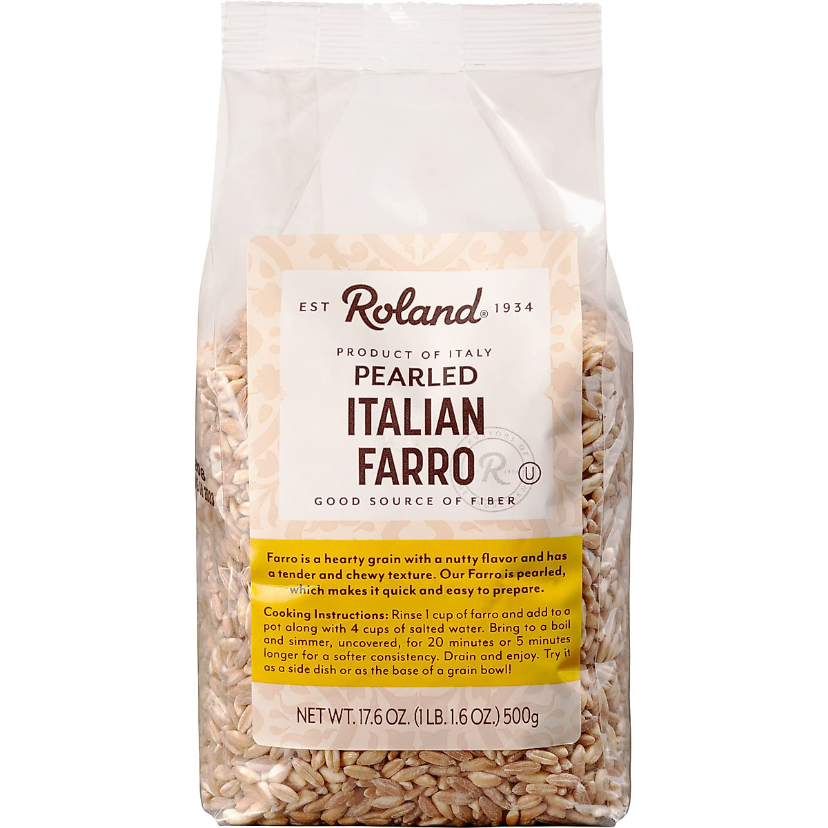 Roland Foods Italian Farro, Pearled, 17.6 Ounce