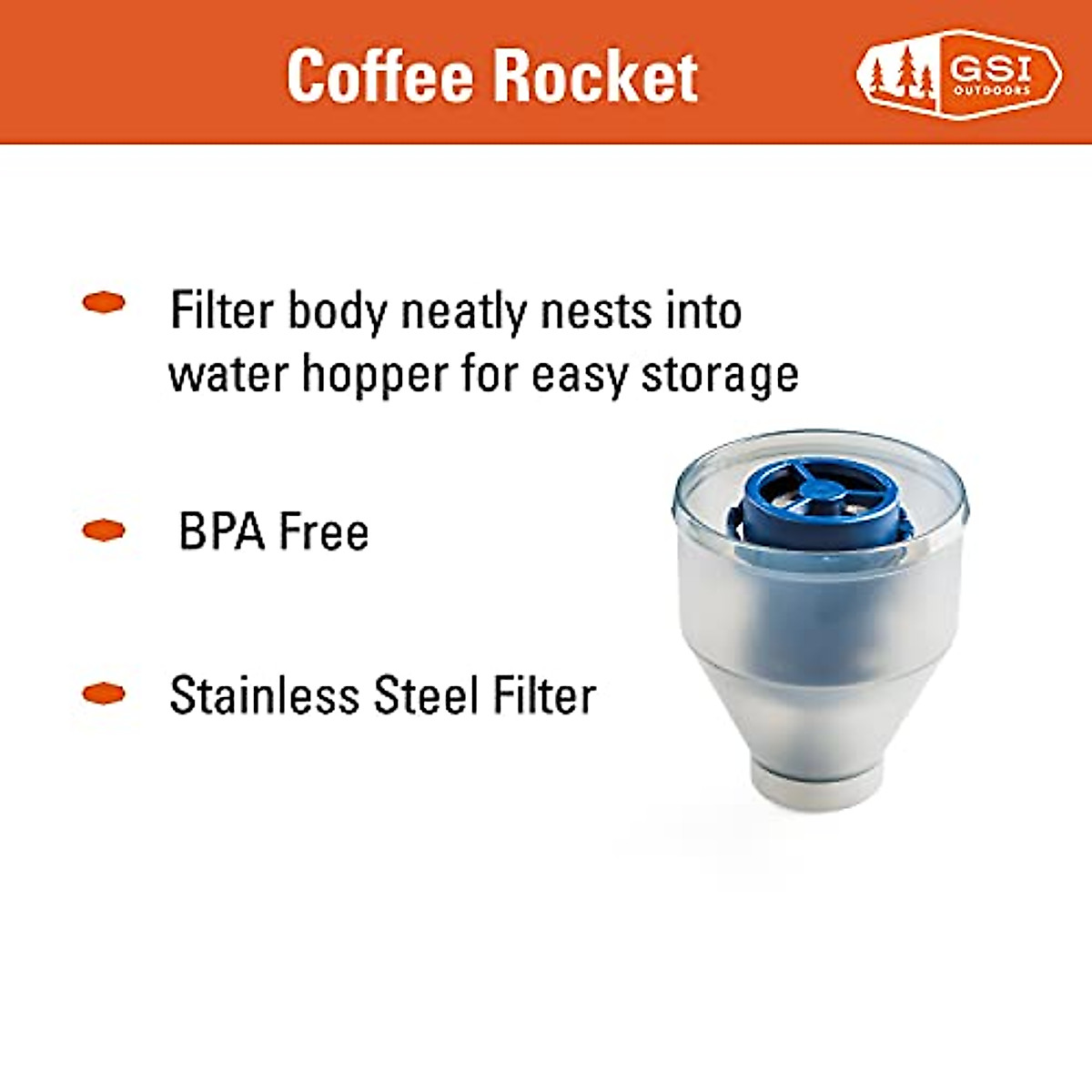 GSI Outdoors Coffee Rocket Pour-Over Coffee Maker I Collapsible, Nesting, Drip Coffee Set for Camping & Travel