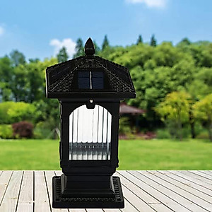 speesy Solar Personality Black Stigma Column Post Light Fixture,Outdoor Waterproof Garden Light Fixture,Die Cast Aluminum Square Lawn Pillar Lamp,Villa Garden Path Column Lamp