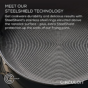 Circulon Clad Stainless Steel Frying Pans/Skillet Set with Hybrid SteelShield and Nonstick Technology, 10 Inch and 8.5 Inch, Silver