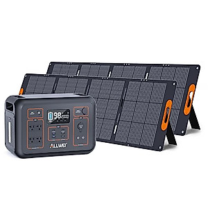 ALLWEI Solar Generator 2000W(Peak 4000W) with 2* 200W Solar Panel, 2131Wh Portable Power Station, 6 PD100W USB, 4 AC Outlet, Home Battery Backup for Outdoor Camping Home Use Emergency RV Power Outage