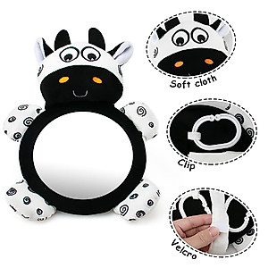 Inbeby Baby Mirror Toys, Multi-Function Baby Mirror High Contrast Black and White, Tummy Time Mirror Easy to Install, Baby Infant Boy Girl Toy & Gifts 3 6 12 Months Non-Toxic