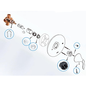 1222 Replacement Cartridge Fits Moen Shower Cartridge, with 104421 Removal Tool and 116653 Handle Adapter Kit, Compatible with One Hanlde Posi Temp Shower Faucet