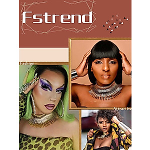 Fstrend Collar Statement Choker Earrings Set Gold Plated African Bib Chunky Necklace Costume Party Jewelry Accessories for Women and Girls (Gold)