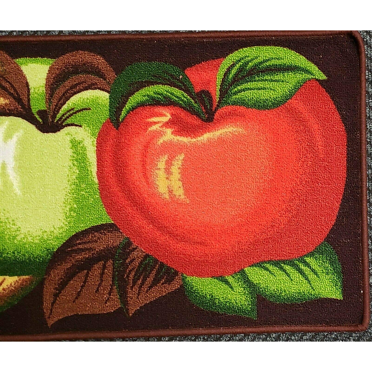 THE RAISE Kitchen Rug, Kitchen Mat, Printed Kitchen Rug (nonskid Back) (18" x 30") 2 Apples, Green & RED