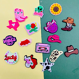 30pcs Western Cowgirl Shoe Charms for Crock Clog Sandals Decoration Horse Shoe Charms for Girls Boys Men Adult Party Favor