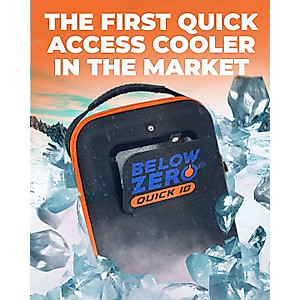 Quick 10 Insulated Carrying Case Cooler Bag for Beers, Wine and Beach - Open Flap to Quick Access 10 Cans - Includes Large Below Zero Gel ICE Pack Cools for 24 Hours - Perfect for Drinks, Beverages