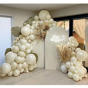 HIBAO Burgundy White Nude Balloons Double Stuffed Pearl Balloon Garland Latex Thick 18/12/5in Ruby Red Balloons Ivory Nude Balloon Arch Kit for Birthday Valentines Day Baby Shower Wedding Party Decora