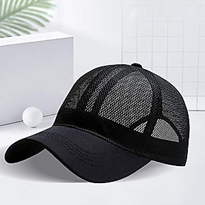 Weiliru Summer Men and Women Mesh Baseball Cap Outdoor Breathable Caps Casual Hat for Travel(A-Black,One Size)