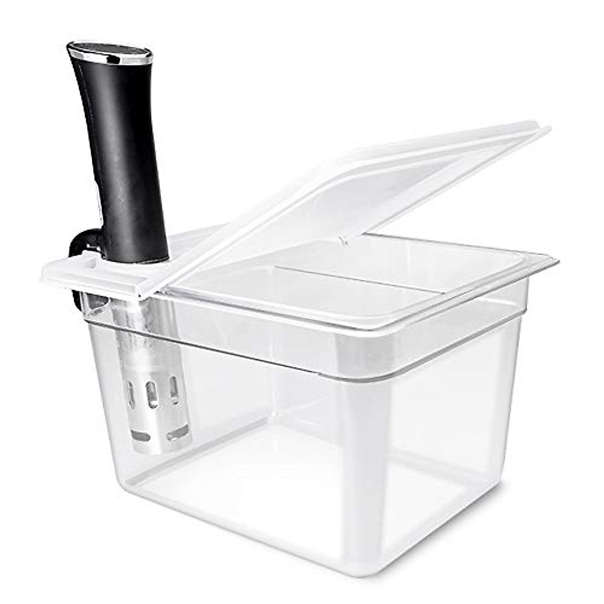 Everie Sous Vide Container 12 Quarts with Universal Collapsible Hinged Lid, Compatible with All Anova Models, Joule, Wancle, Instant Pot and Other Cookers, EVC-TY-PP