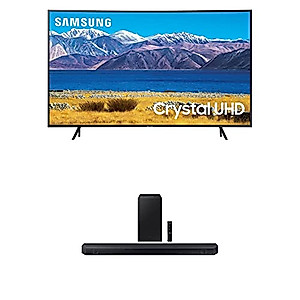 SAMSUNG 55-inch Class Curved UHD TU-8300 Series - 4K UHD HDR Smart TV with Alexa Built-in (UN55TU8300FXZA, 2020 Model) HW-Q600C 3.1.2ch Soundbar w/Dolby Audio, Q-Symphony, (Newest Model)