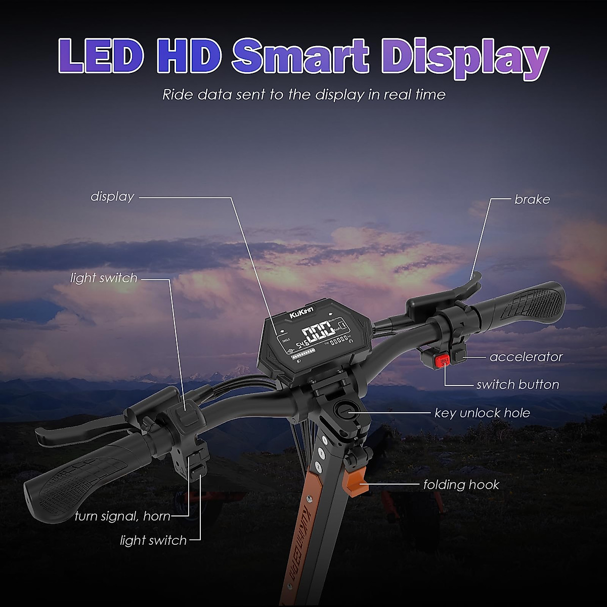 KuKirin G3Pro Electric Scooter Adults, 2400W Dual Motor, 52V/23AH Portable High Capacity Battery, Up to 49Miles Range & 40MPH Max Speed, 10" Off Road Tires, Foldable Electric Scooter