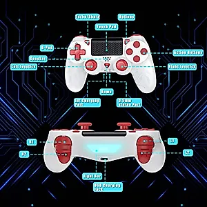 Gamrombo Wireless Controller for PS4, Wireless Gamepad Compatible with Playstation 4/Slim/Pro/PC, Built-in 1000mAh Battery with Turbo/Dual Vibration/6-Axis Motion Sensor